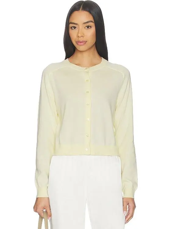 525 America Cleo Saddle Shoulder Cardigan - Lemon Icing