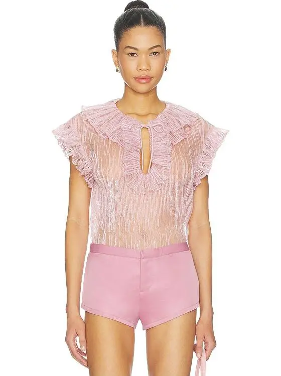 AKNVAS Este Ruffle Top - Rose Pink