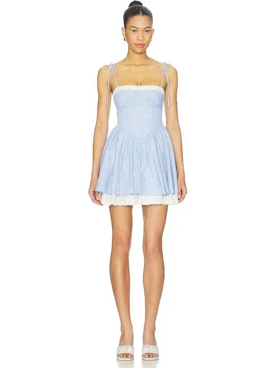 MORE TO COME Anastasia Mini Dress - Baby Blue Gingham