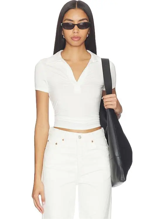ALL THE WAYS Terri Polo Top - White