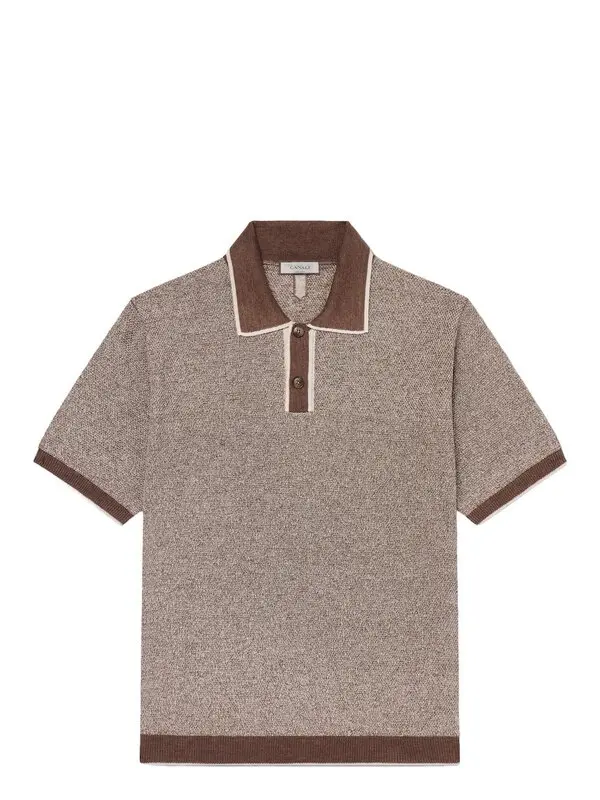 Canali Linen, Silk, Cotton And Modal-blend Terry Polo Shirt - Brown