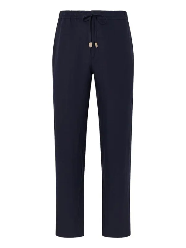 Canali Straight-leg Linen Trousers - Blue