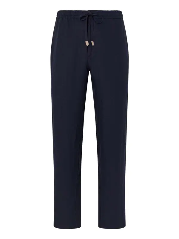 Canali Straight-leg Linen Trousers - Navy