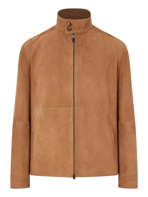 Canali Suede Harrington Jacket - Tan