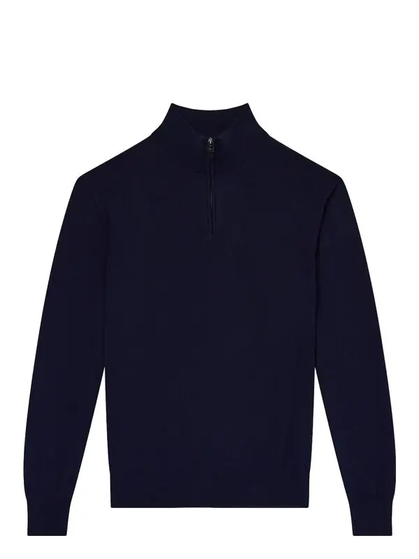 Canali Cotton Half-zip Sweater - Blue
