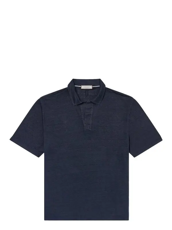 Canali Linen Polo Shirt - Blue