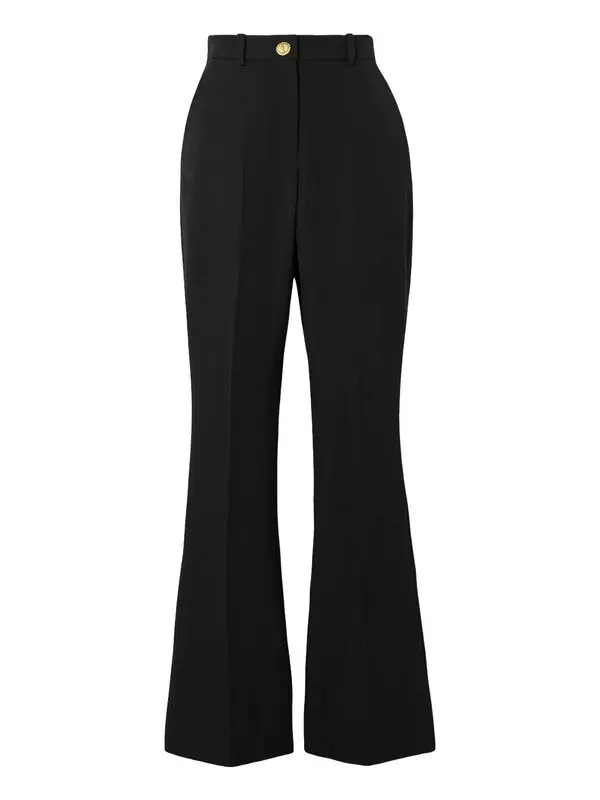 Balmain Wool Flared Trousers - Black