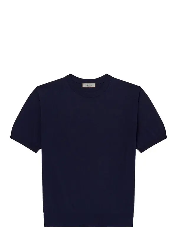 Canali Knitted Cotton T-shirt - Blue