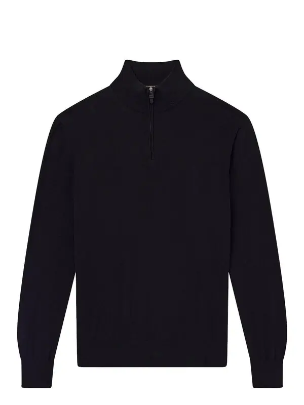 Canali Cotton Half-zip Sweater - Black