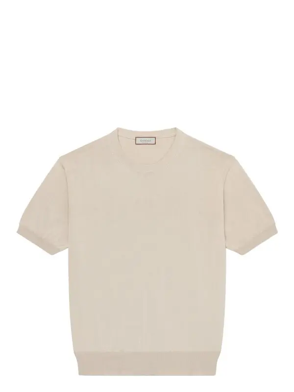 Canali Knitted Cotton T-shirt - Neutrals