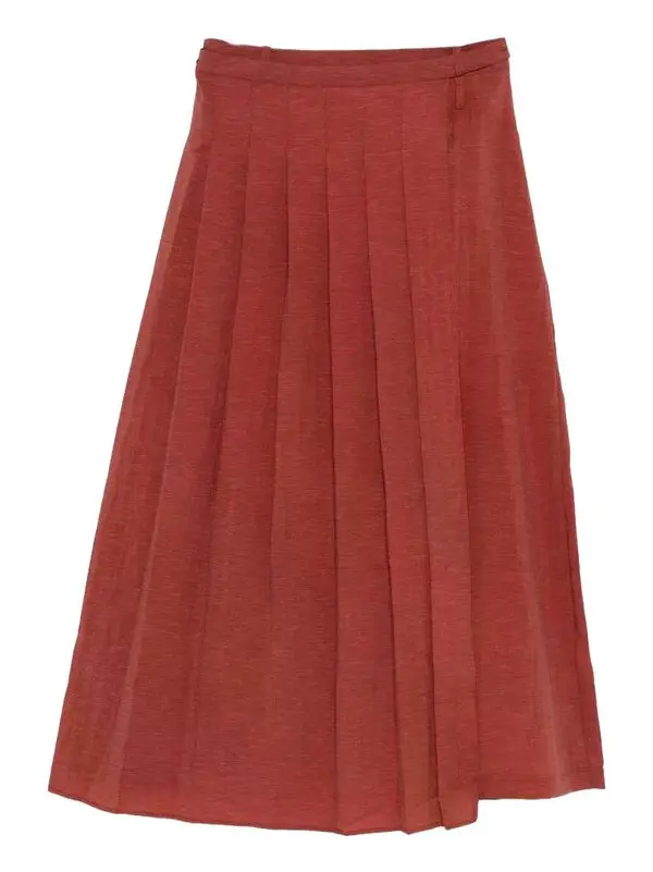 YERSE Pleated Midi Skirt - Red