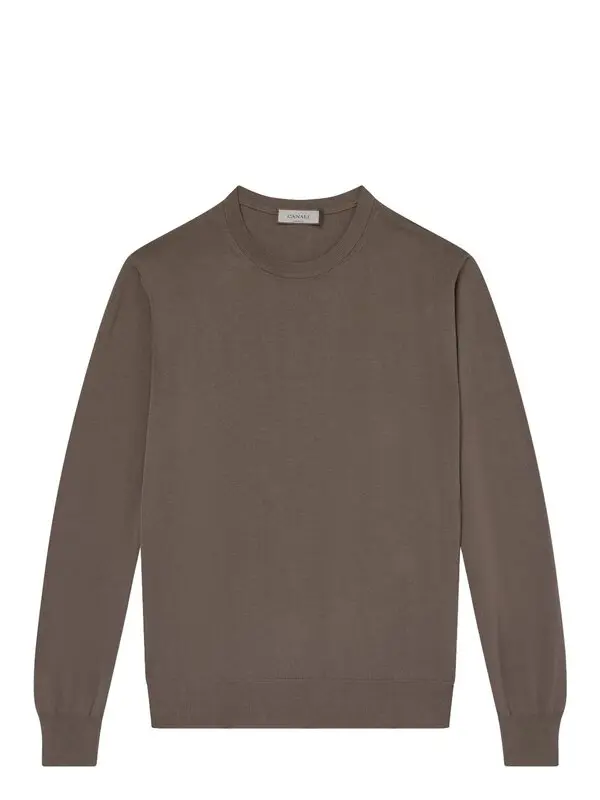 Canali Cotton Crew Neck Sweater - Brown