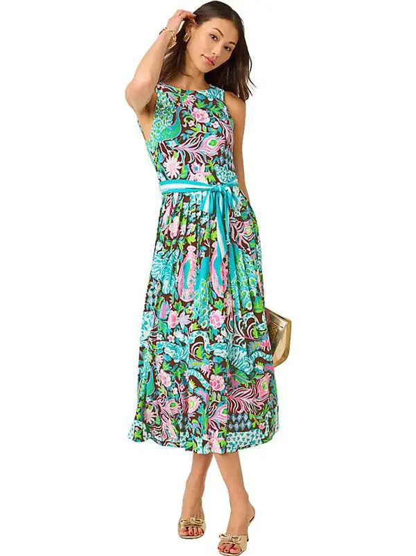 LILLY PULITZER Gracyn Fit-and-flare Midi Dress - Multi Royal Zoo Engineered Knit Dress