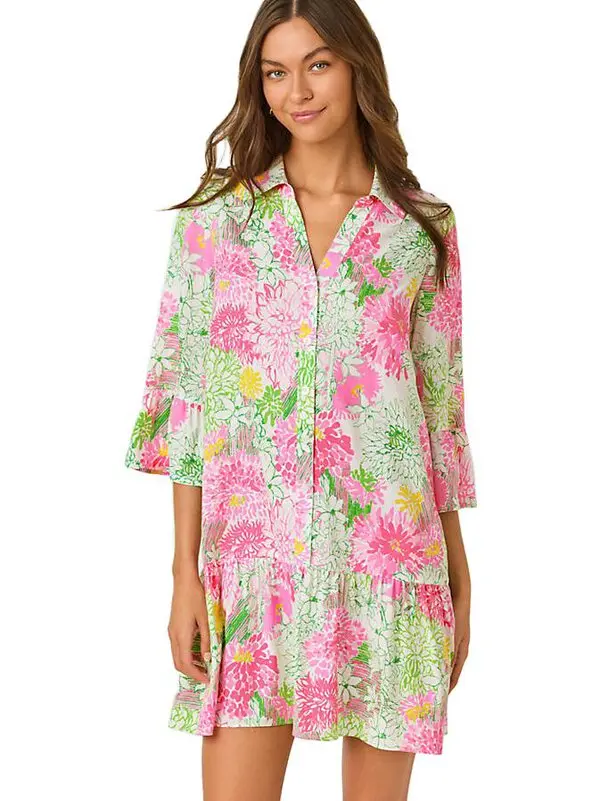 LILLY PULITZER Rayanna Tunic Shirtdress - Resort White Mum Patch