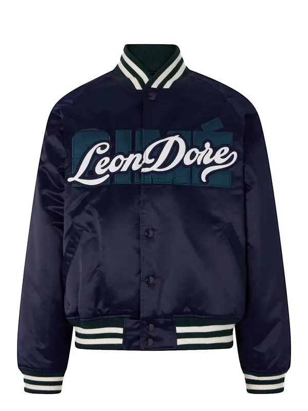 Aimé Leon Dore Logo-embroidered Satin Varsity Jacket - Blue