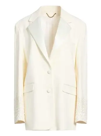 GOLDEN GOOSE Single-breasted Blazer In Viscose, Virgin Wool, And Polyester - White