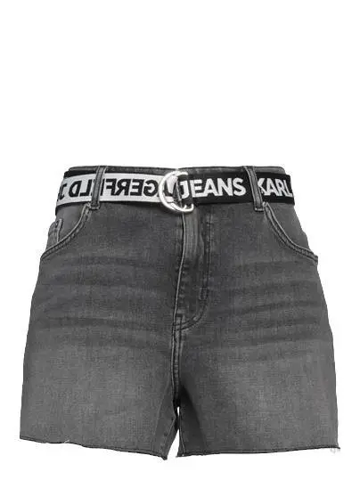 Karl Lagerfeld Denim Shorts With Logo Belt - Grey