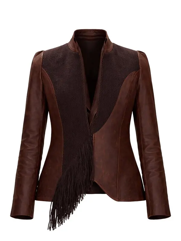 CURATORIA Espiga Leather-wool Blazer - Brown