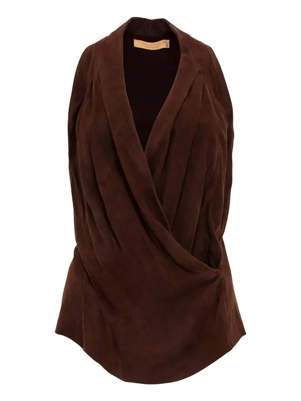 CURATORIA Fuste Leather Top - Brown