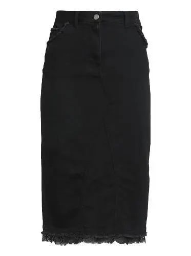 Alberta Ferretti Flared Denim Skirt With Lace Trims - Black