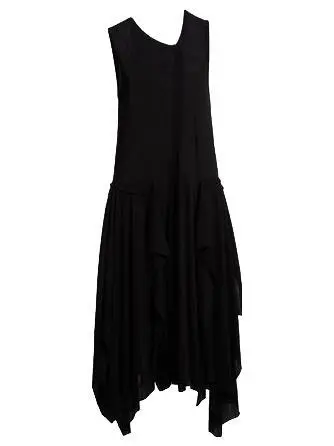 Yohji Yamamoto Midi Flared Cotton Dress - Black