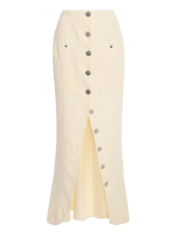 WIEDERHOEFT Tulip Denim Maxi Skirt - Off-white