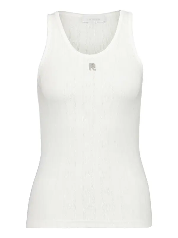 Rabanne Round-neck Tank Top With Logo - White