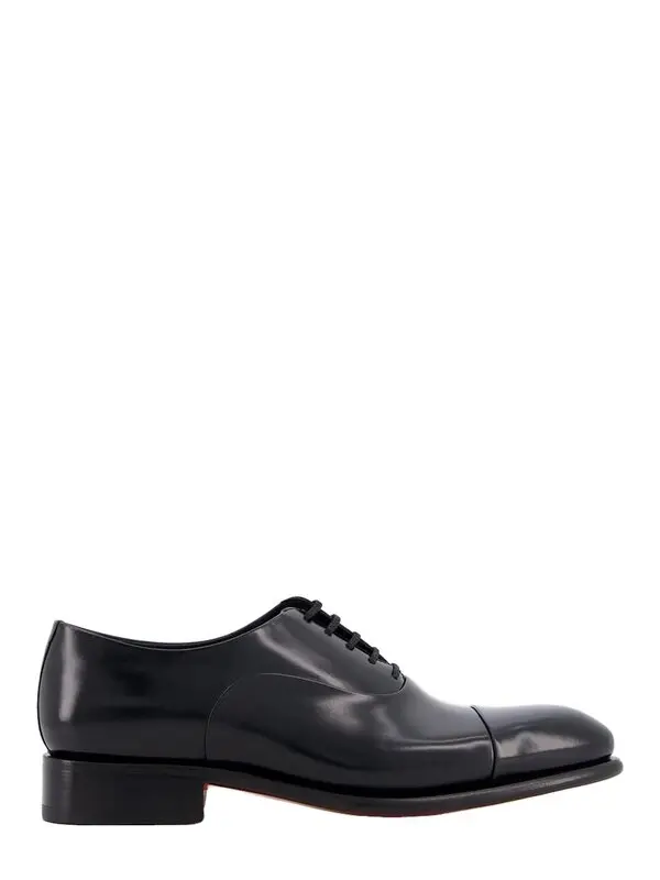 Santoni Polished Leather Oxford Shoes - Black