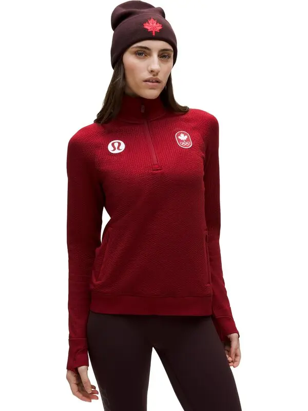 Lululemon Team Canada Engineered Warmth Half Zip - Dark Sport Red/dark Sport Red