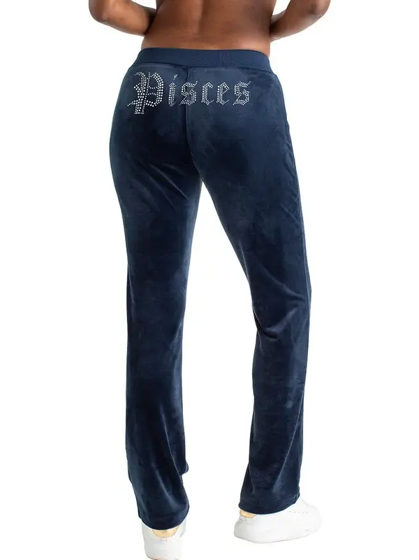 Juicy Couture Pisces Customizable Velour Track Pants - Regal Blue