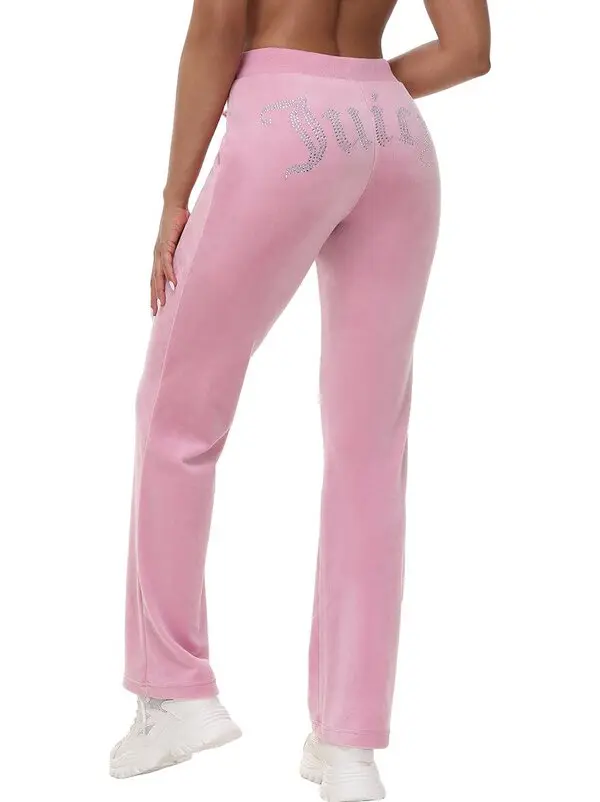 Juicy Couture Og Big Bling Velour Track Pants - Rose