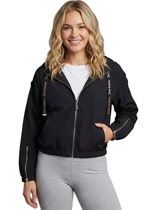 Juicy Couture Split Hood Zip-up Windbreaker - Caviar