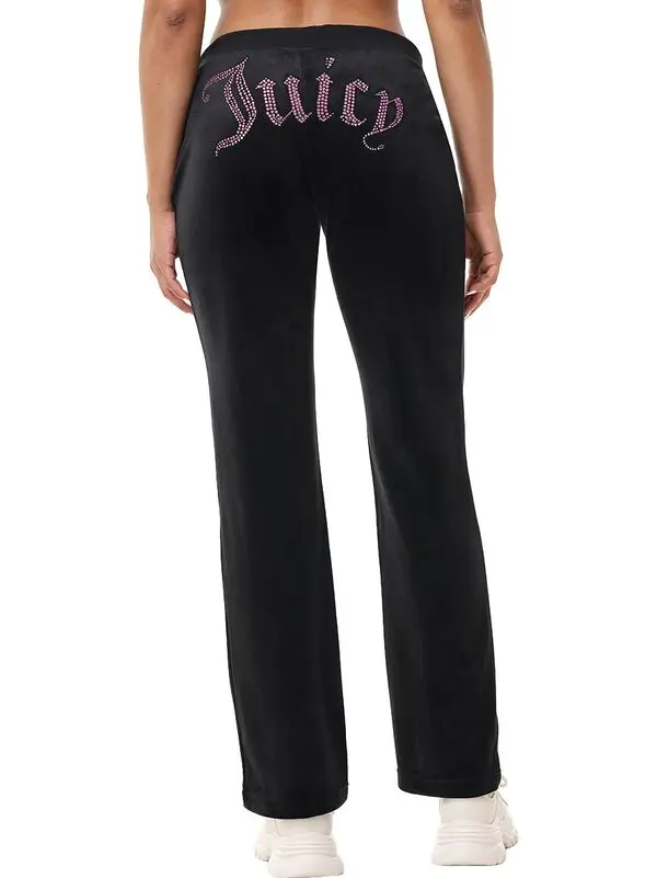 Juicy Couture Technicolor Customizable Big Bling Velour Track Pants - Liquorice