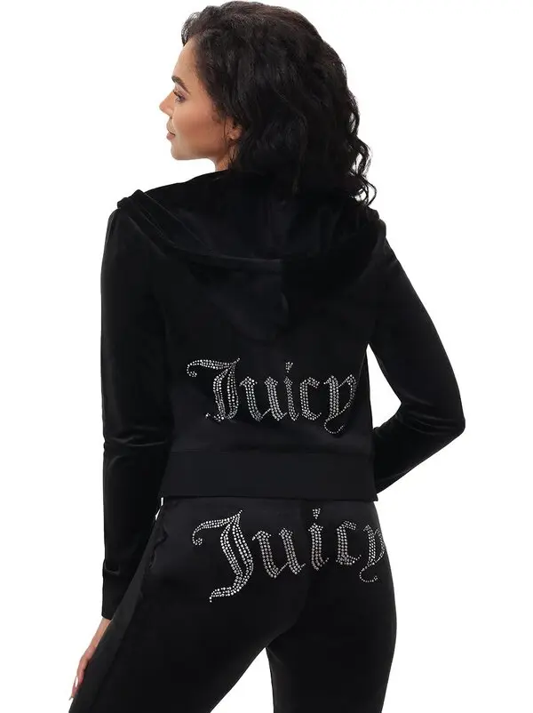 Juicy Couture Velour Zip Hoodie - Liquorice