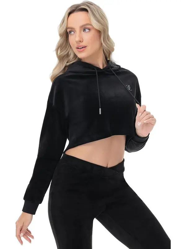 Juicy Couture Big Bling High-low Cropped Hoodie - Liquorice