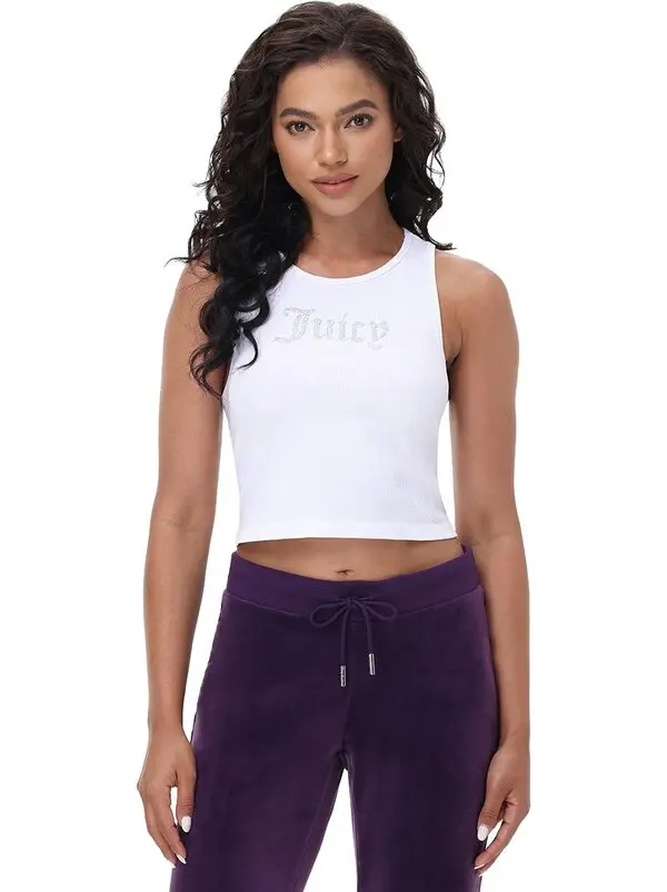 Juicy Couture Small Bling High Neck Seamless Crop Tank - White