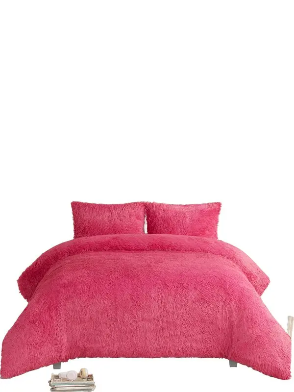 Juicy Couture Faux Fur Comforter Set - Hot Pink