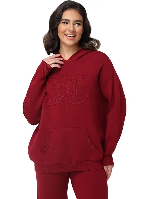 Juicy Couture Embroidered Oversized Hoodie - Red Dahlia