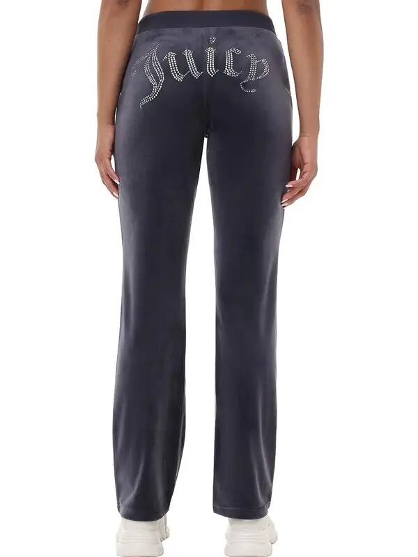 Juicy Couture Big Bling Velour Track Pants - Titanium