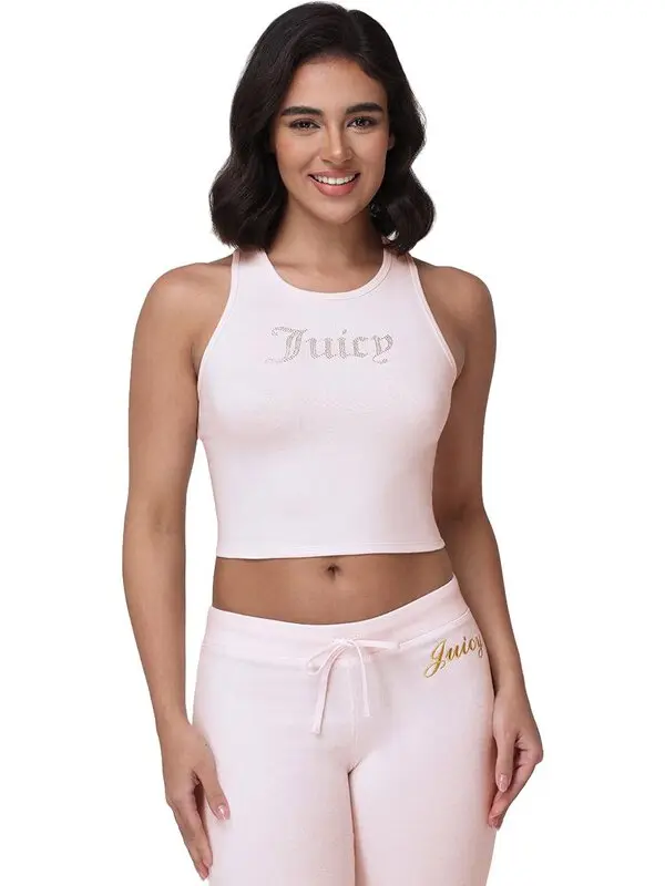 Juicy Couture Embellished High Neck Crop Tank - Soft Glow