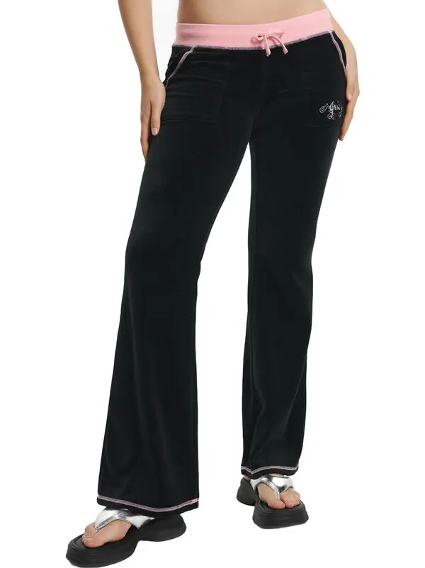 Juicy Couture Cotton Velour Track Pants - Liquorice