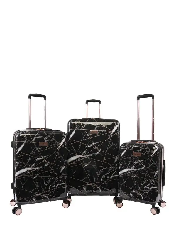 Juicy Couture 3-piece Hardside Spinner Luggage Set - Black Marble Web