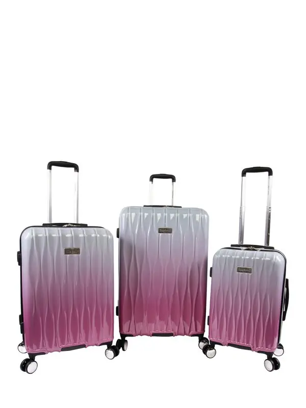 Juicy Couture 3-piece Hardside Spinner Luggage Set - Silver Fuchsia