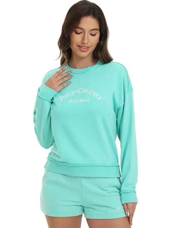 Juicy Couture French Terry Embroidered Crewneck - Bermuda Sky