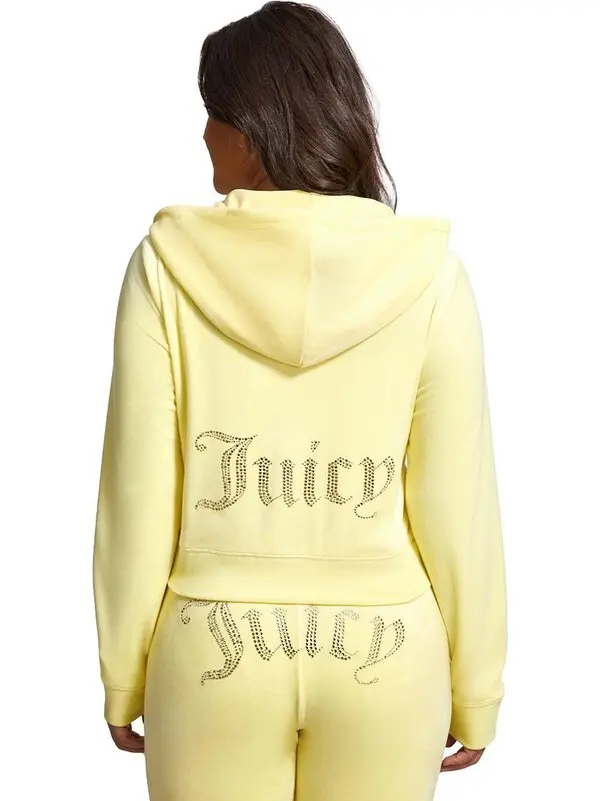 Juicy Couture Plus-size Big Bling Velour Zip-up Hoodie - Yellow Iris
