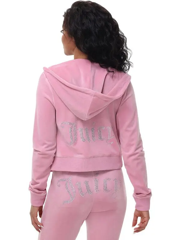 Juicy Couture Velour Zip Up Hoodie - Rose
