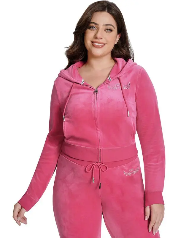 Juicy Couture Angel Couture Big Bling Velour Hoodie - Bubblegum