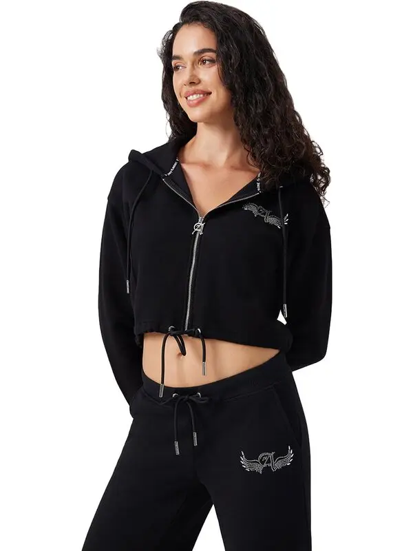 Juicy Couture Angel Couture Cropped Fleece Hoodie - Liquorice