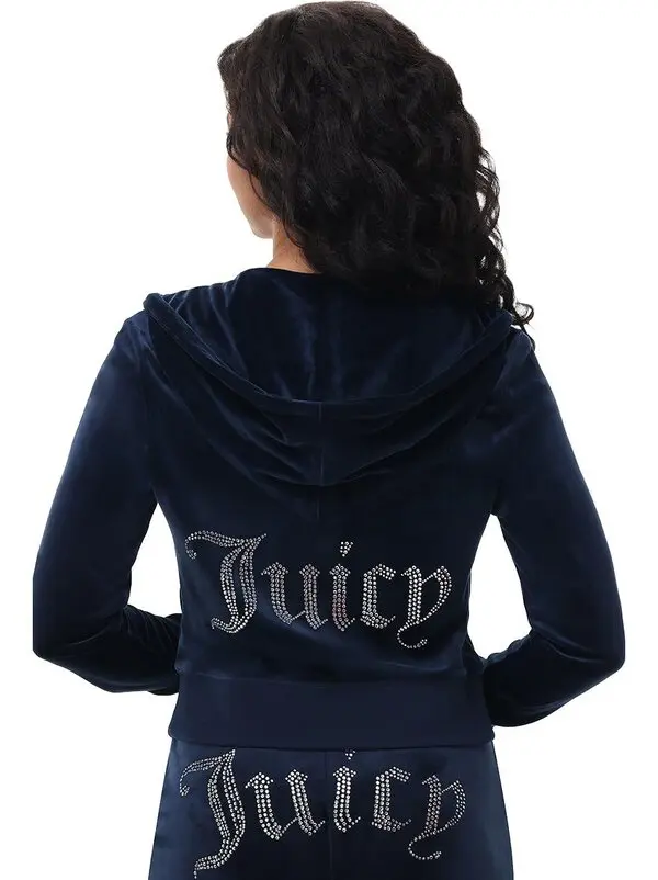 Juicy Couture Og Big Bling Velour Hoodie - Regal Blue
