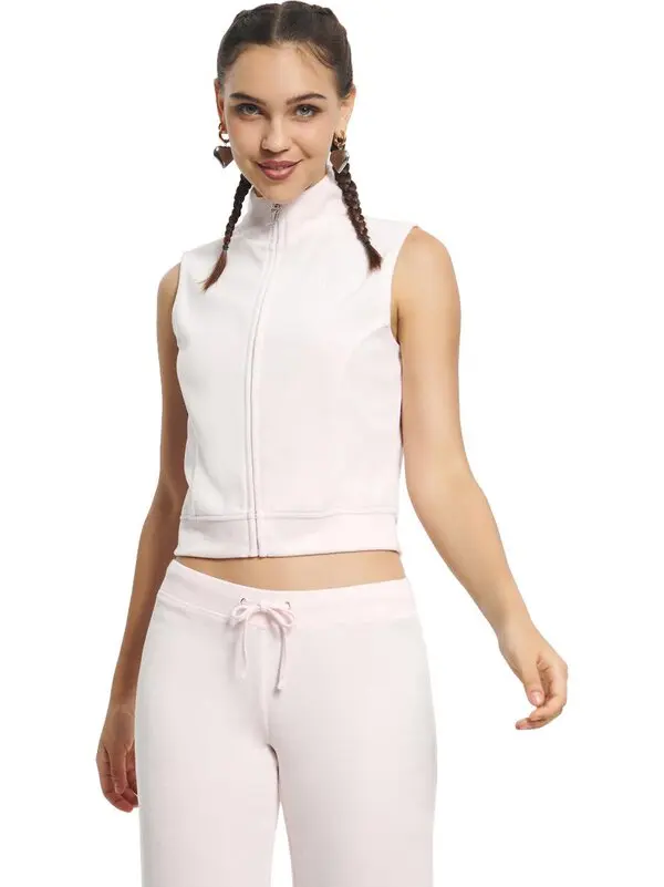 Juicy Couture Cotton Velour Zip-up Vest - Soft Glow